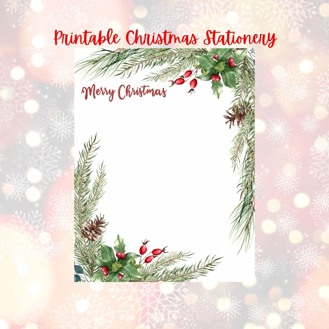 Printable Christmas Stationery, Digital Download, Christmas Stationery ...
