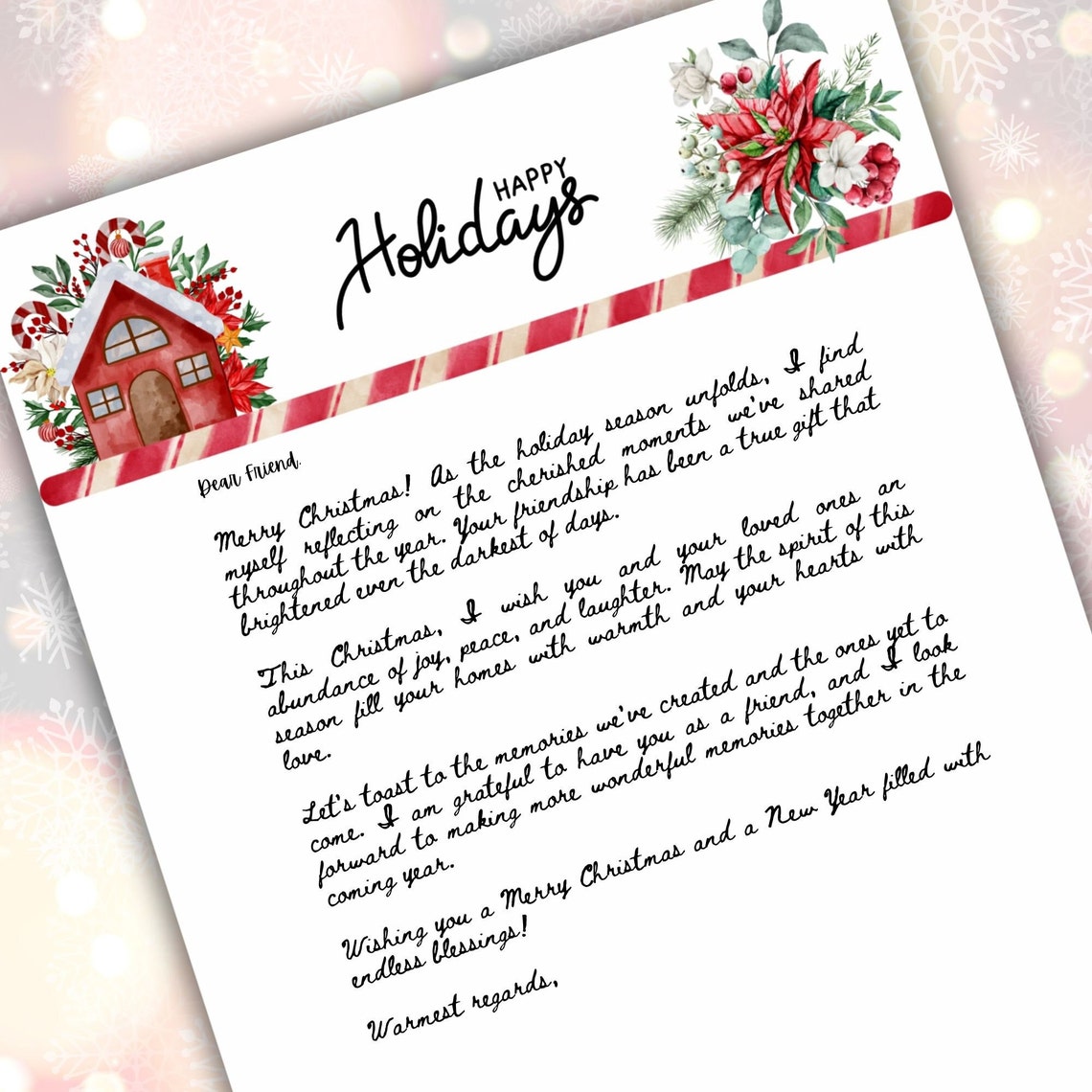 Printable Christmas Stationery, Digital Download, Christmas Stationery ...