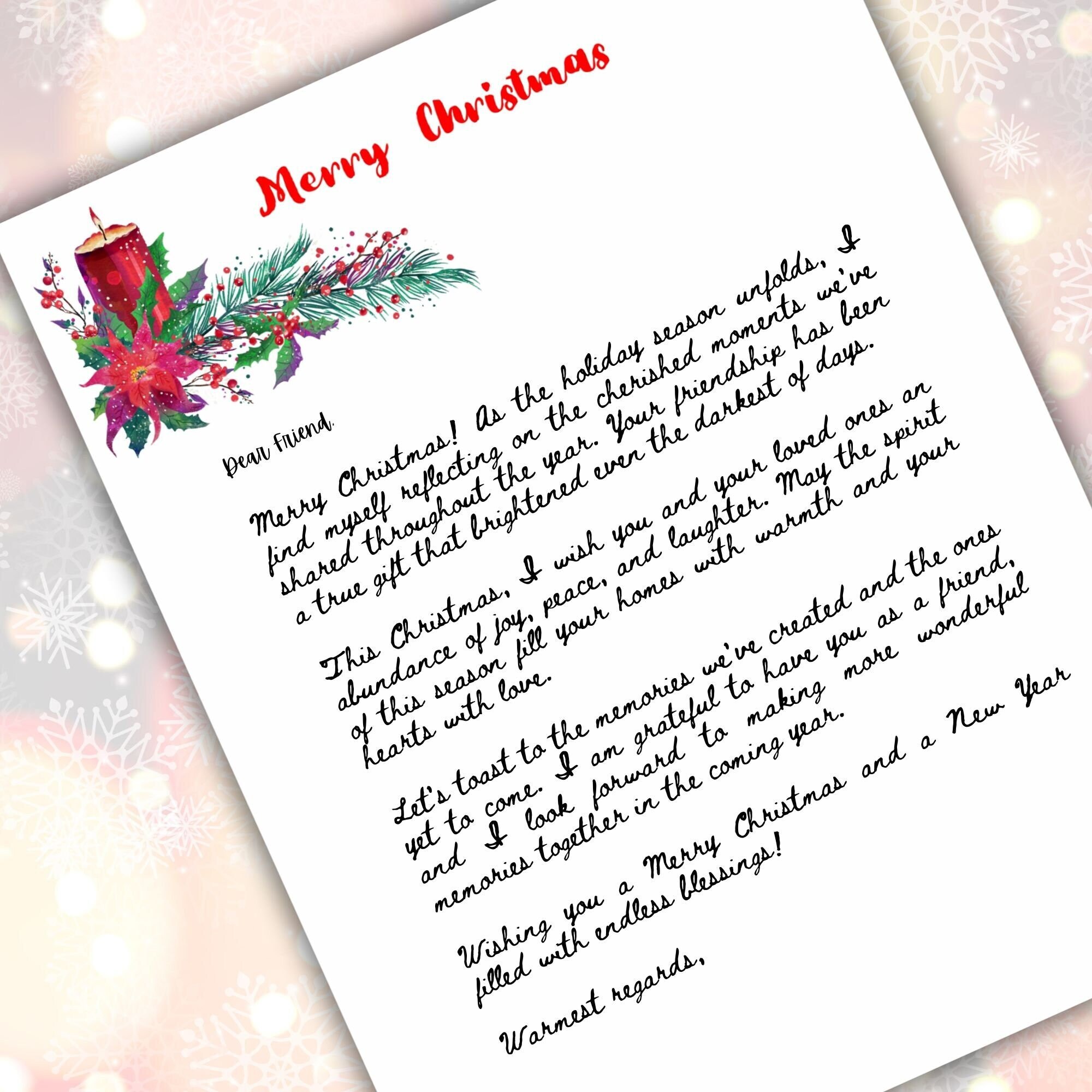 Printable Christmas Stationery, Digital Download, Christmas Stationery ...