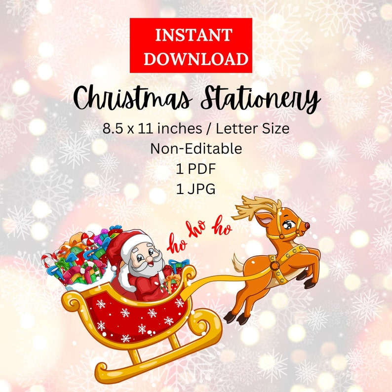 Printable Christmas Stationery, Digital Download, Christmas Stationery ...