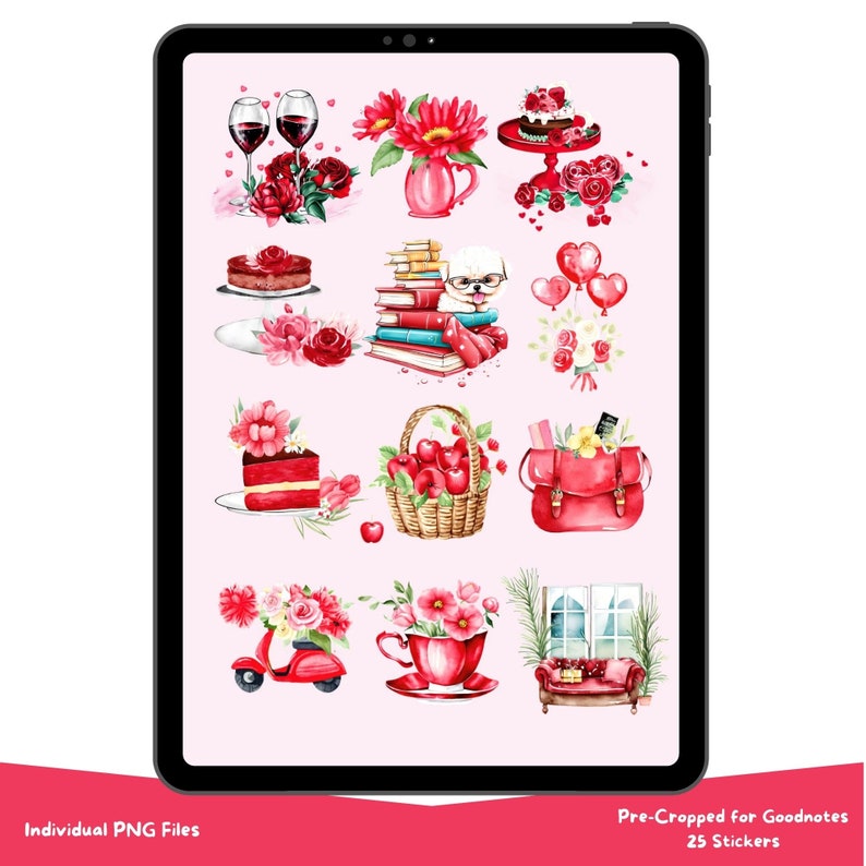 Red Digital Stickers, Goodnotes & Notability, Digital Planner Stickers ...