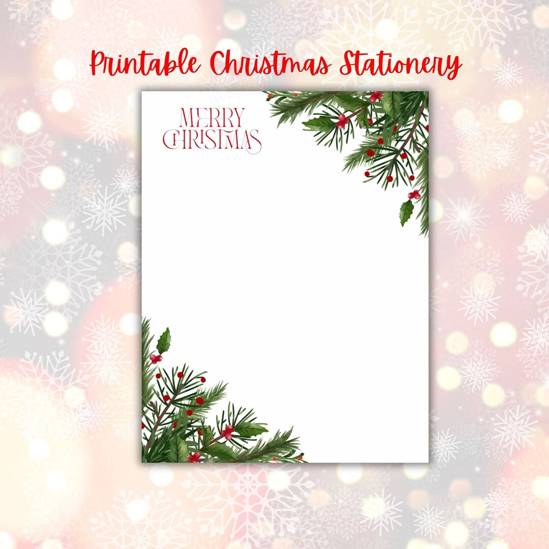 Printable Christmas Stationery, Digital Download, Christmas Stationery ...