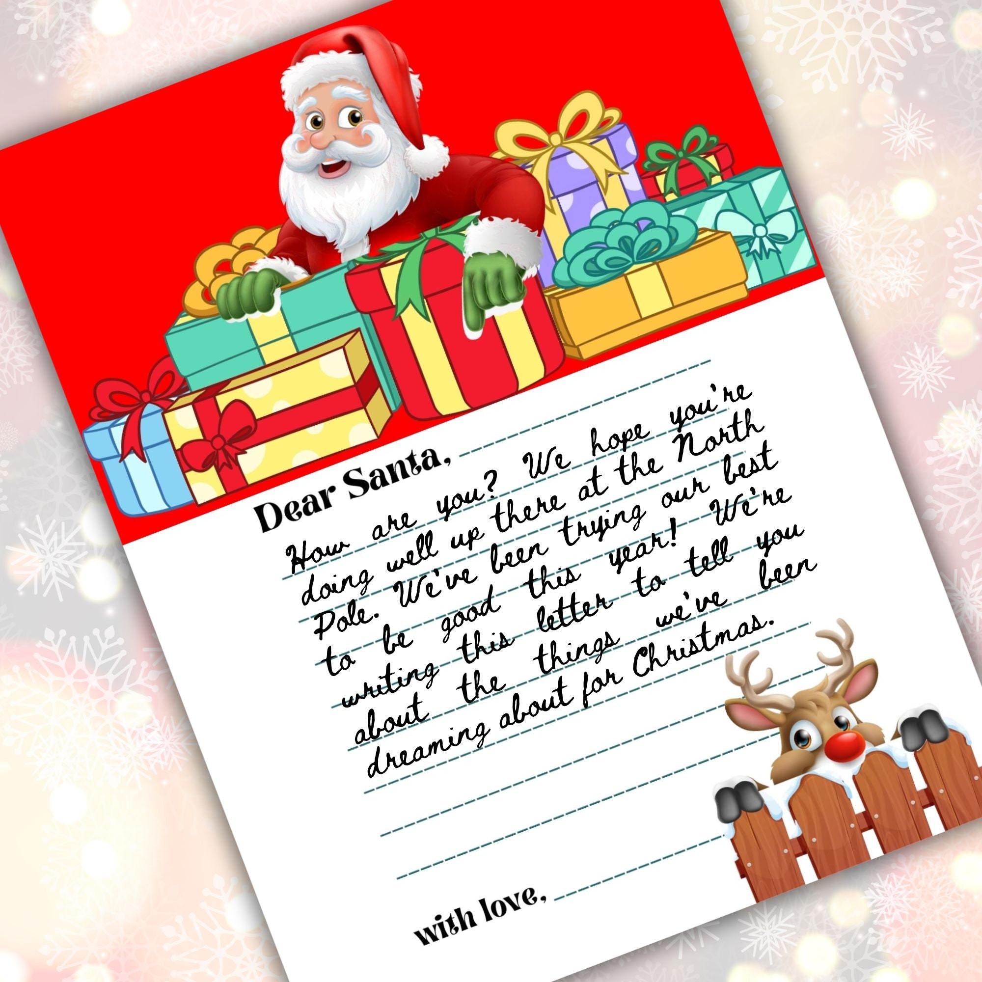 Printable Christmas Stationery Digital Download, Kid's Christmas Letter ...