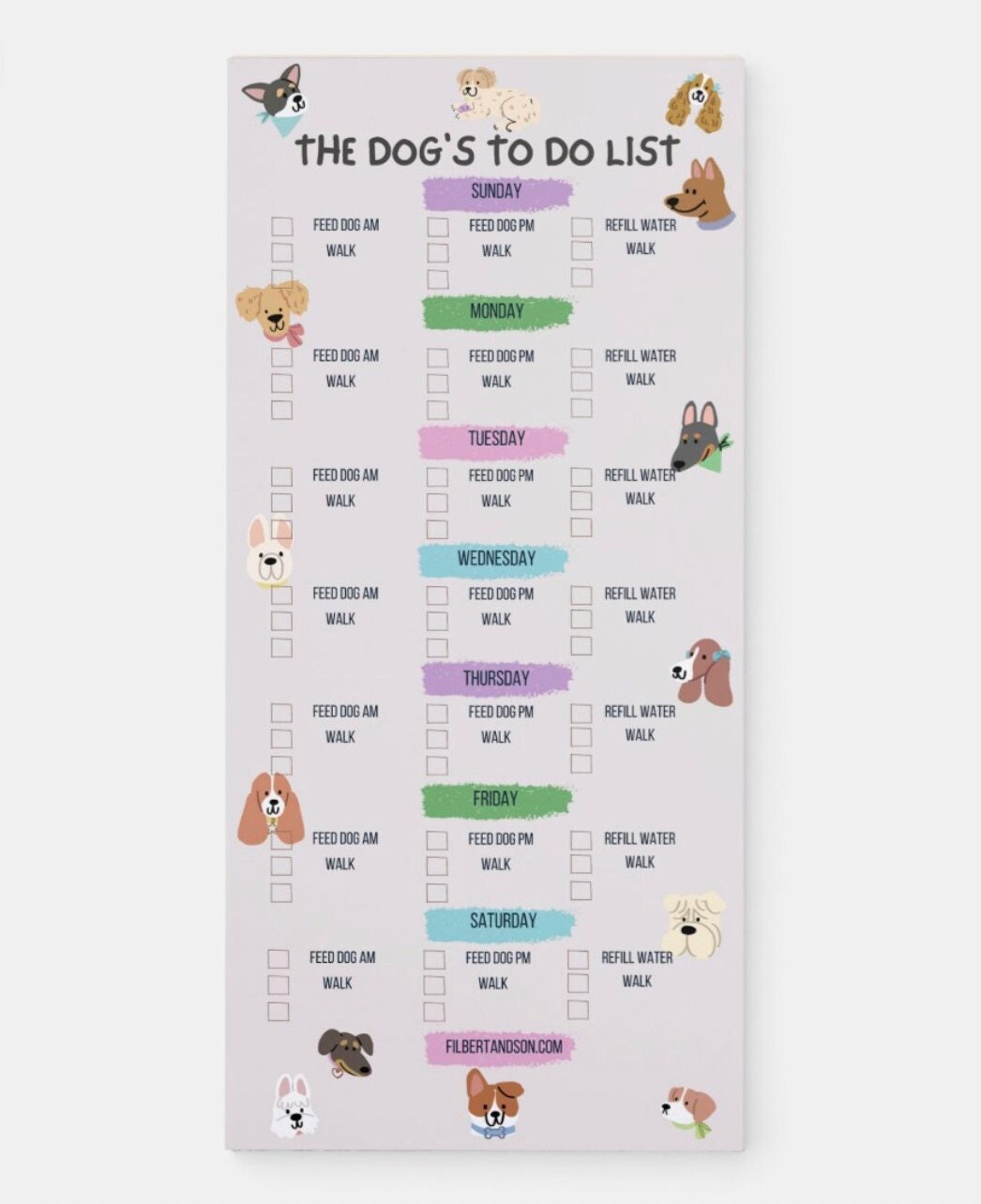 The Dog's to Do List, Pet Parent Checklist, Dog Schedule, Daily Dog ...