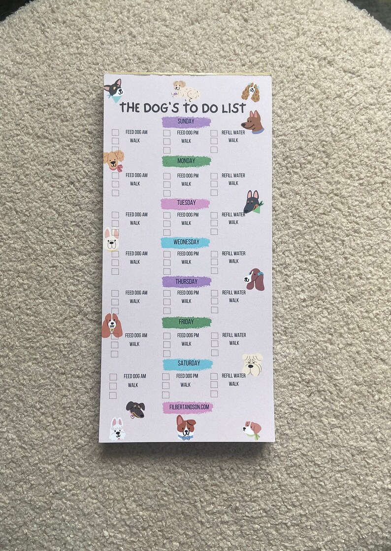 The Dog's to Do List, Pet Parent Checklist, Dog Schedule, Daily Dog ...