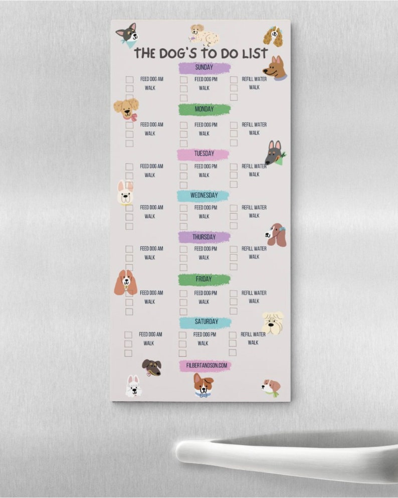 The Dog's to Do List, Pet Parent Checklist, Dog Schedule, Daily Dog ...