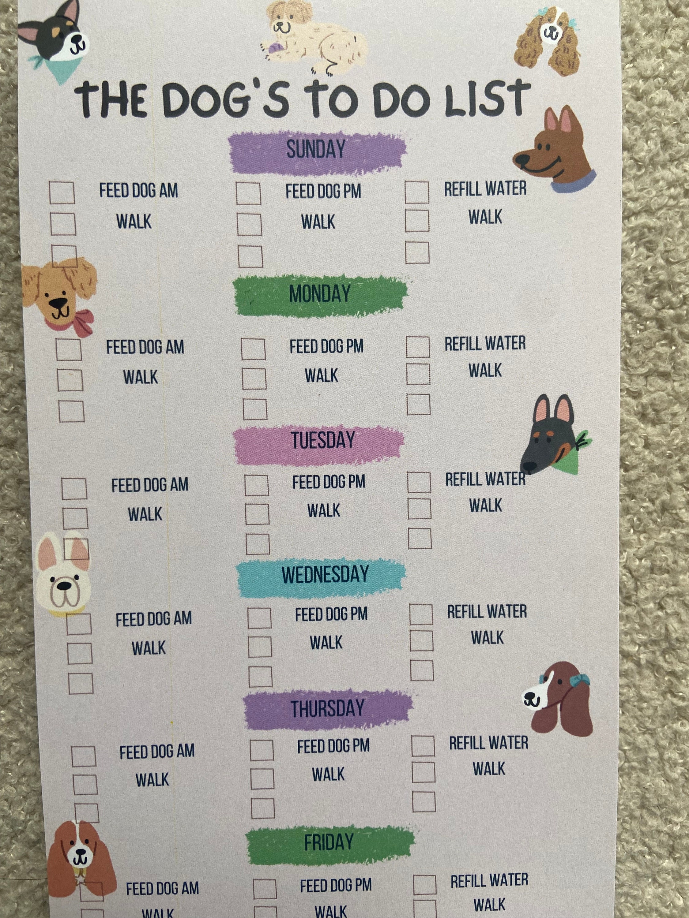 The Dog's to Do List, Pet Parent Checklist, Dog Schedule, Daily Dog ...