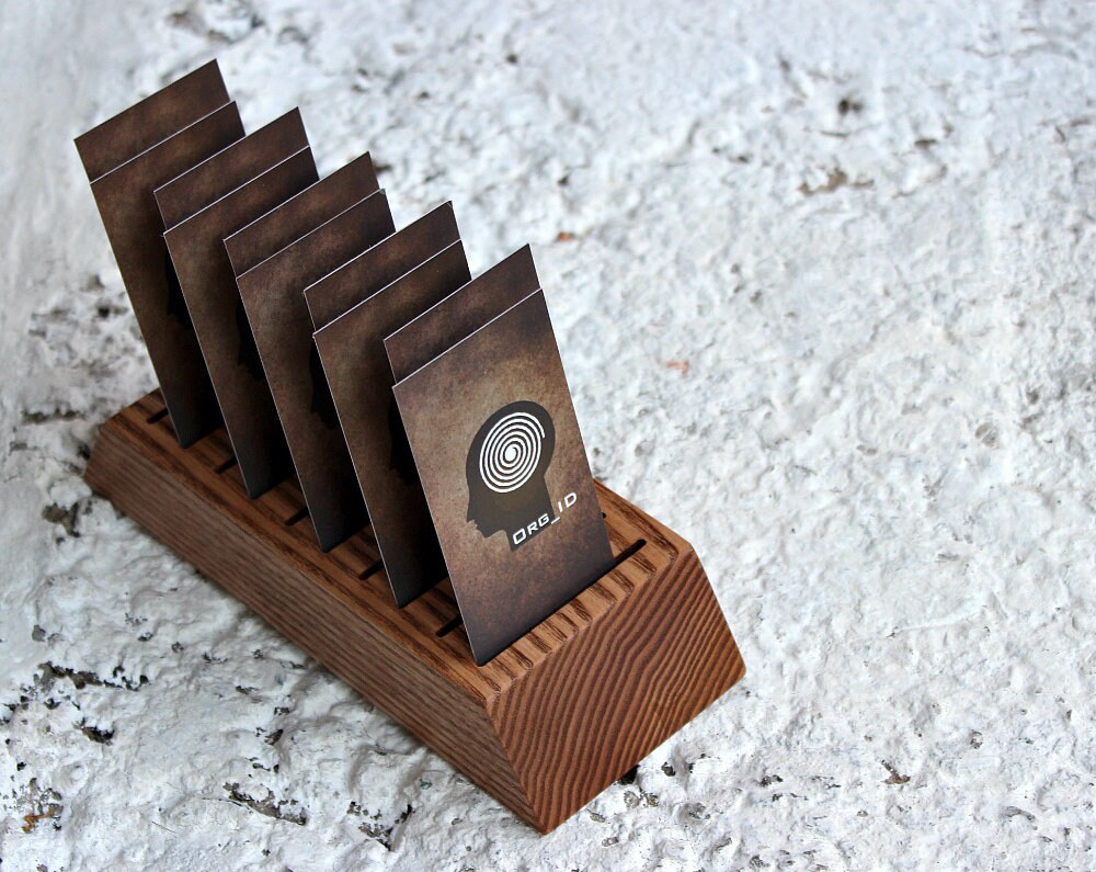 Vertical Card Holder - Wood Desk Card Stand. Office Organizer, Office ...