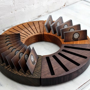 Horizontal Card Holder - Circle Wood Card Stand (1 Pc). Wood Organizer ...