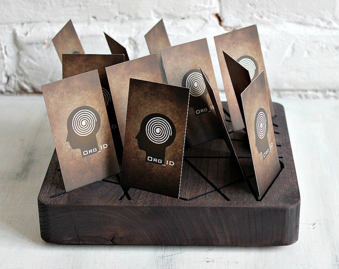 Office Card Holder - Wood Business Card Stand, Desk Accessory ...