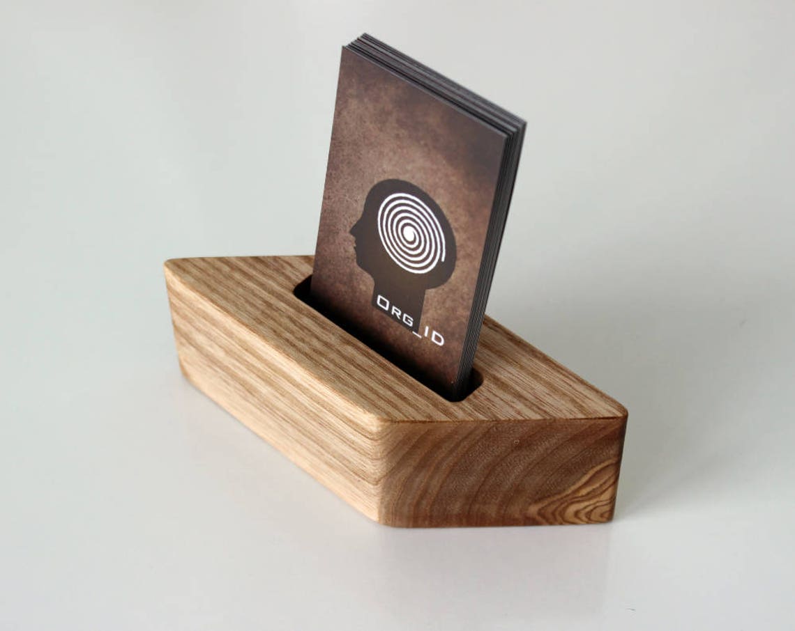 Vertical card holder Ash Wood Card stand. Name card holder | Etsy