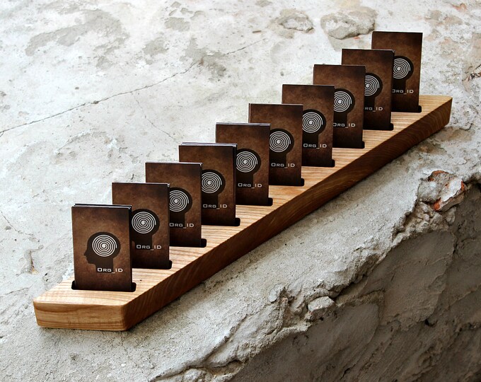 Vertical Card Holder - Ash Wood Card Stand (10 Slots). Table Card ...