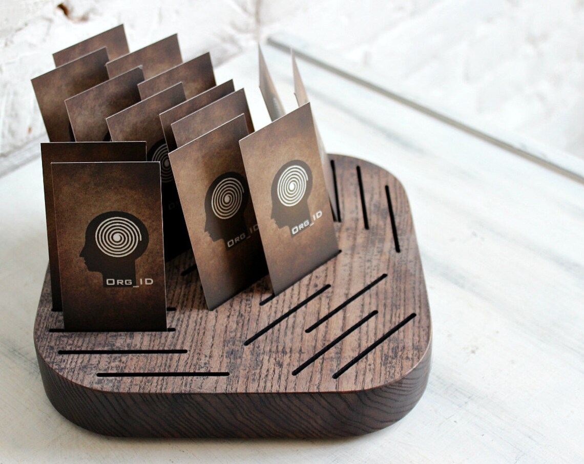 Vertical Card Holder Wooden Card Stand. Desk Organizer - Etsy