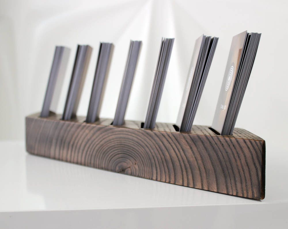 Vertical Card Holder - Ash Wood Card Stand 7 Slots.business Card Holder ...