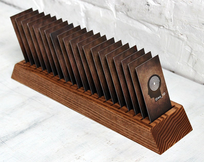 Vertical Card Holder - Ash Wood Card Stand (20 Slots).business Card ...