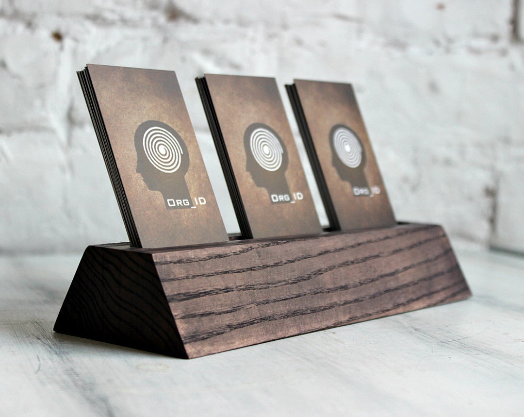 Office Card Holder - Ash Wood Card Stand. Name Card Holder, Modern Card ...