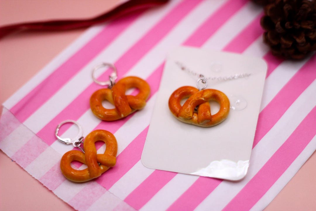 Handmade Pretzel Polymer Clay Jewelry Set, Foodie Gift - Etsy