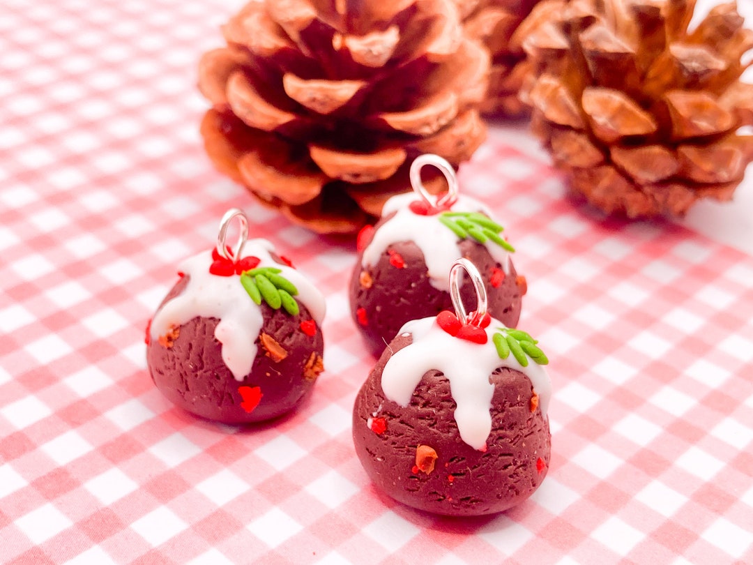Food Jewelry Christmas Pudding Charm, Xmas Gift, Polymer Clay Jewellery ...