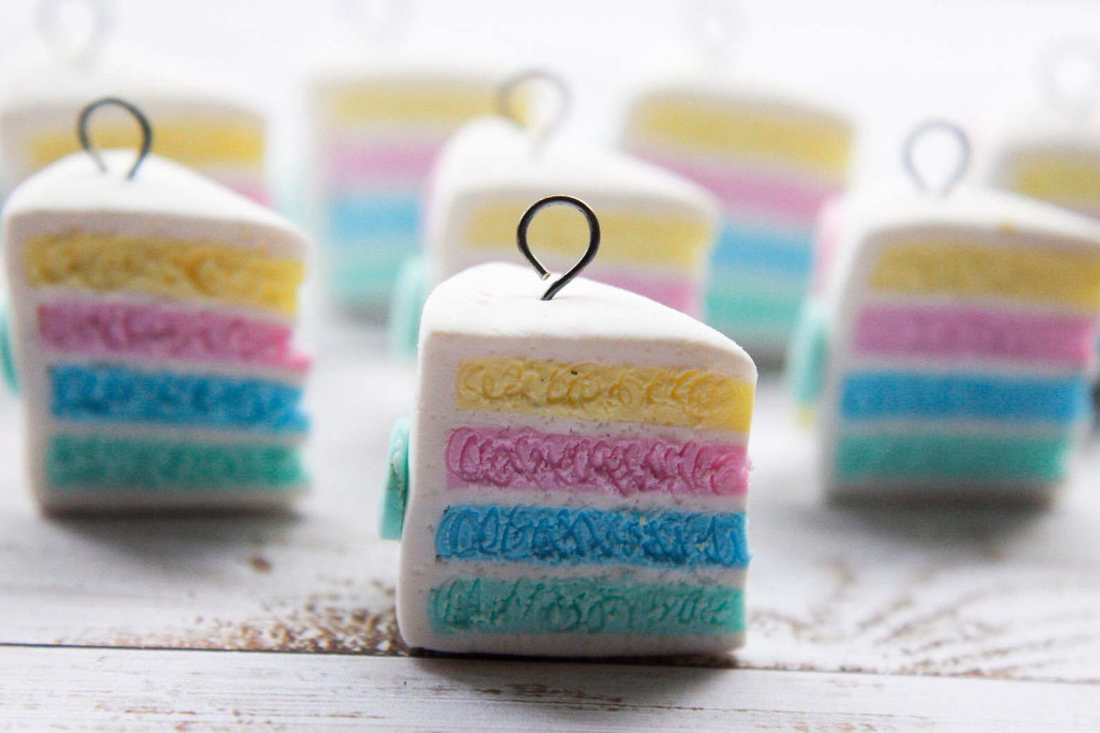 Handmade Pastel Polkadot Cake Slice Charm Rainbow Gift - Etsy