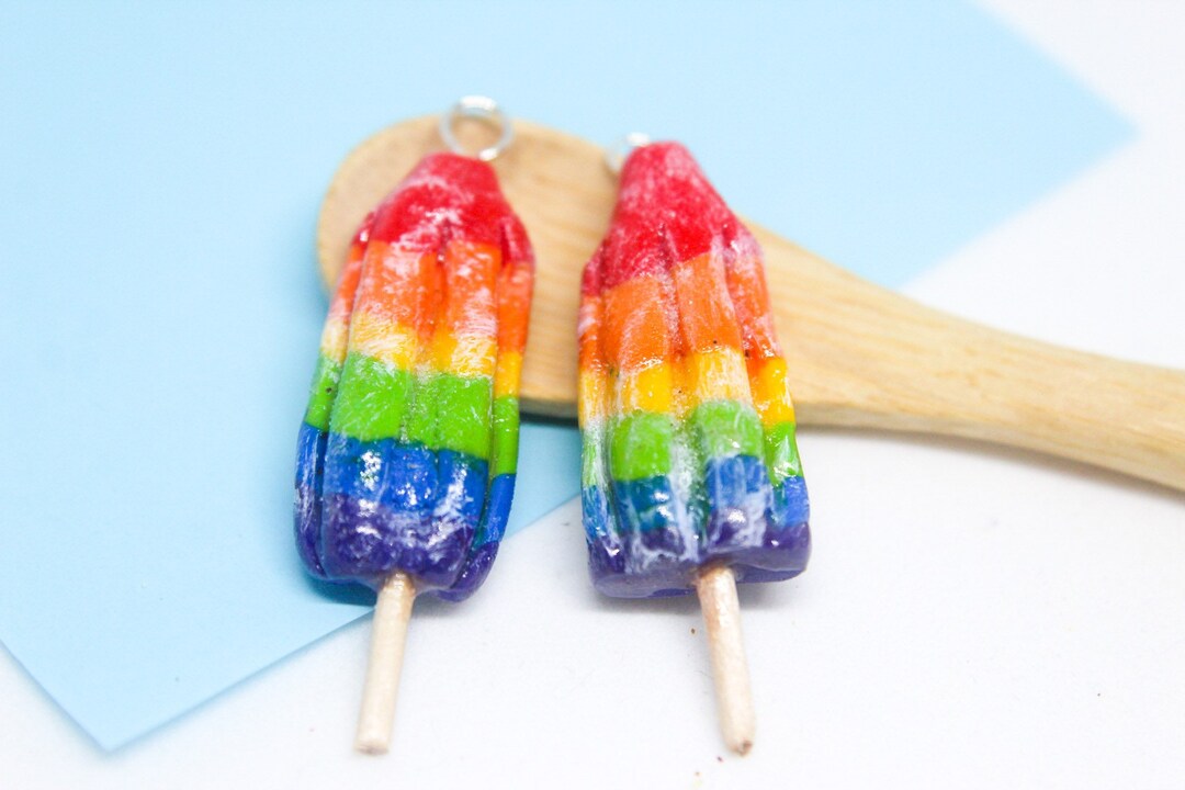Handmade Rainbow Ice Lolly Charm, Miniature Ice Lolly, Popsicle ...