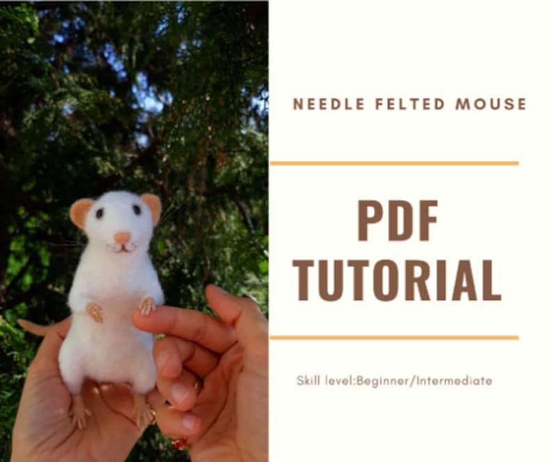 Instant Download Intermediate Needle Felted Book PDF Felt Mouse Pattern Felting Wool Tutorial ...