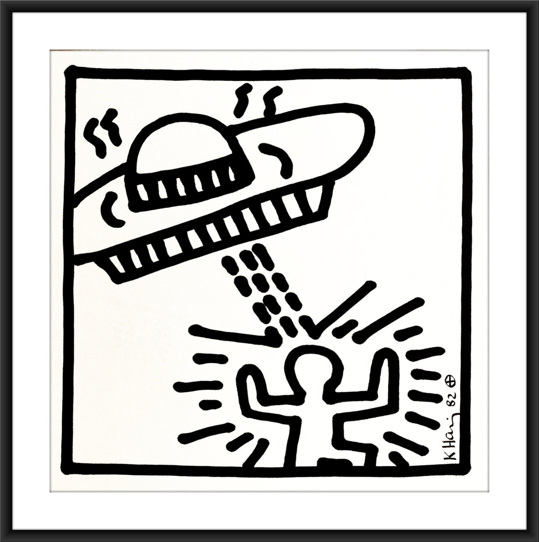 Keith Haring, Marker Drawing on Paper 1982, Spaceship Firing, Estate ...