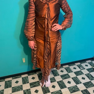 1920's Flapper Copper and Tiger Print Dress Costume - Etsy