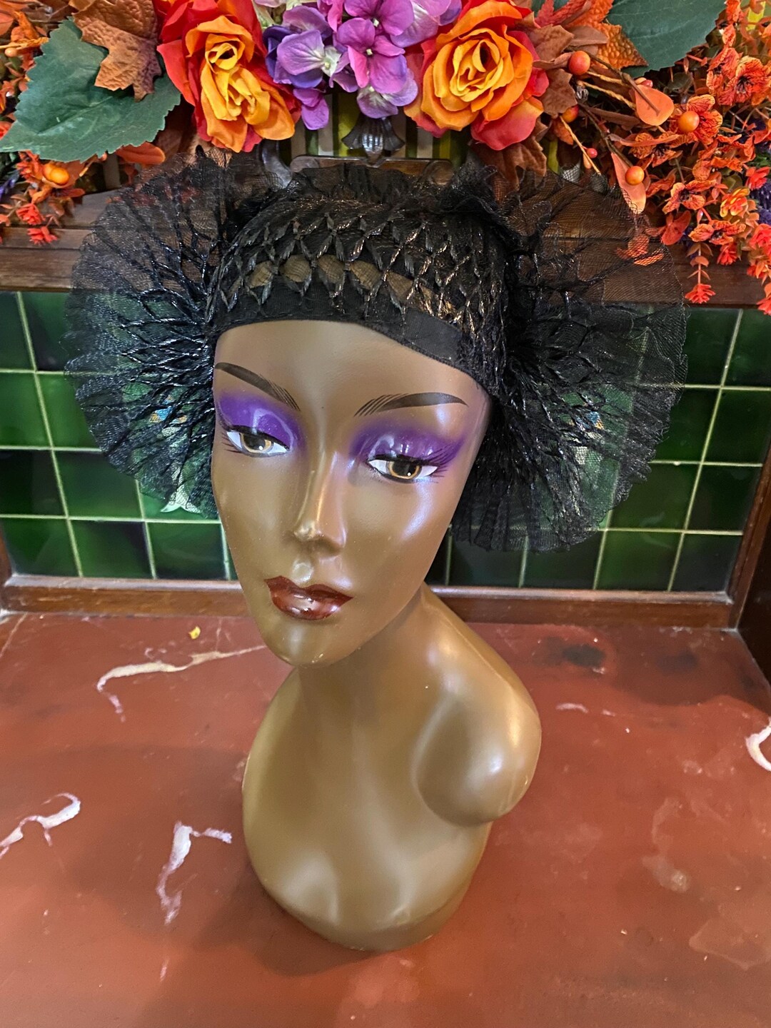 RARE Vintage 1920s Style Hat With Wings. Black Raffia Flapper. Vamp. by ...