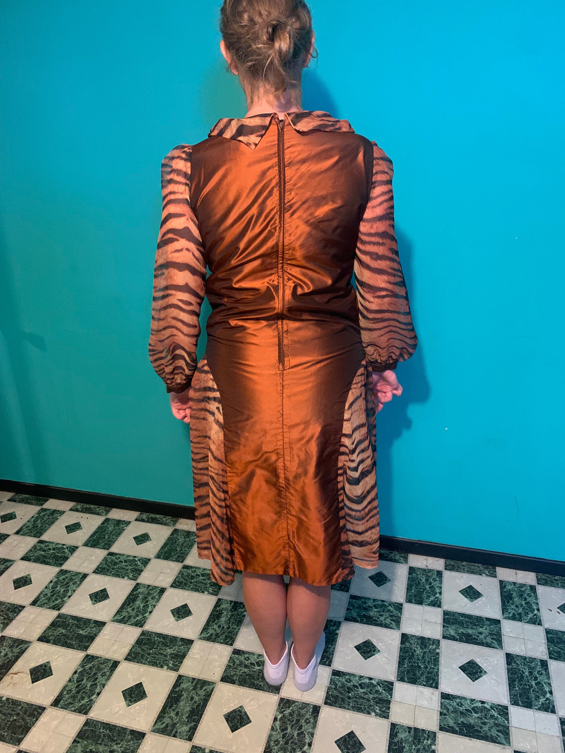 1920's Flapper Copper and Tiger Print Dress Costume - Etsy