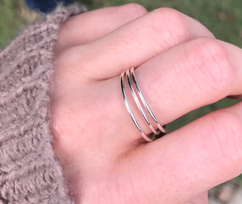 Dainty Sterling Silver Ring, Thin Stacking Band, Minimalist Midi Ring ...