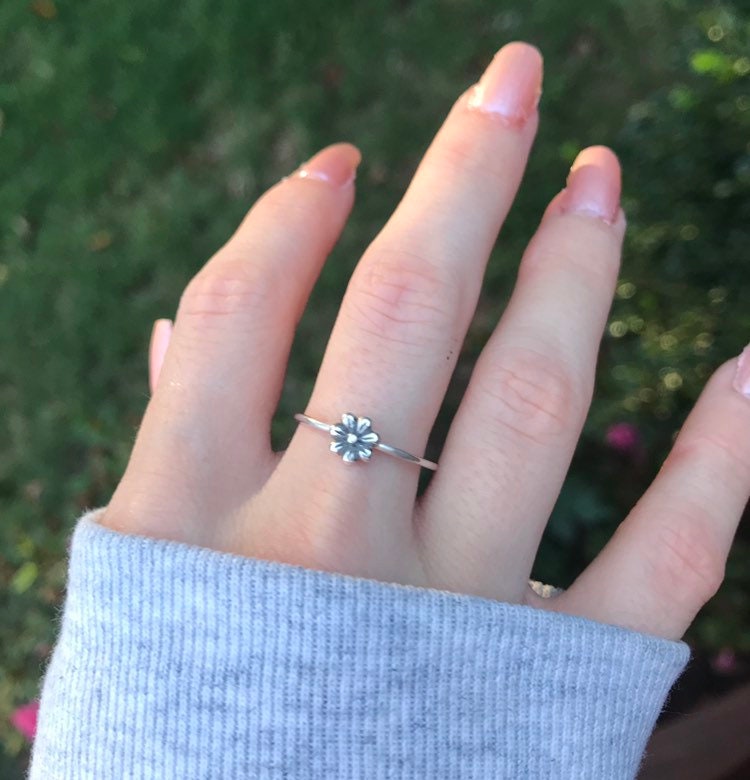 Daisy Ring Flower Ring Sterling Silver Ring Stacking Ring | Etsy