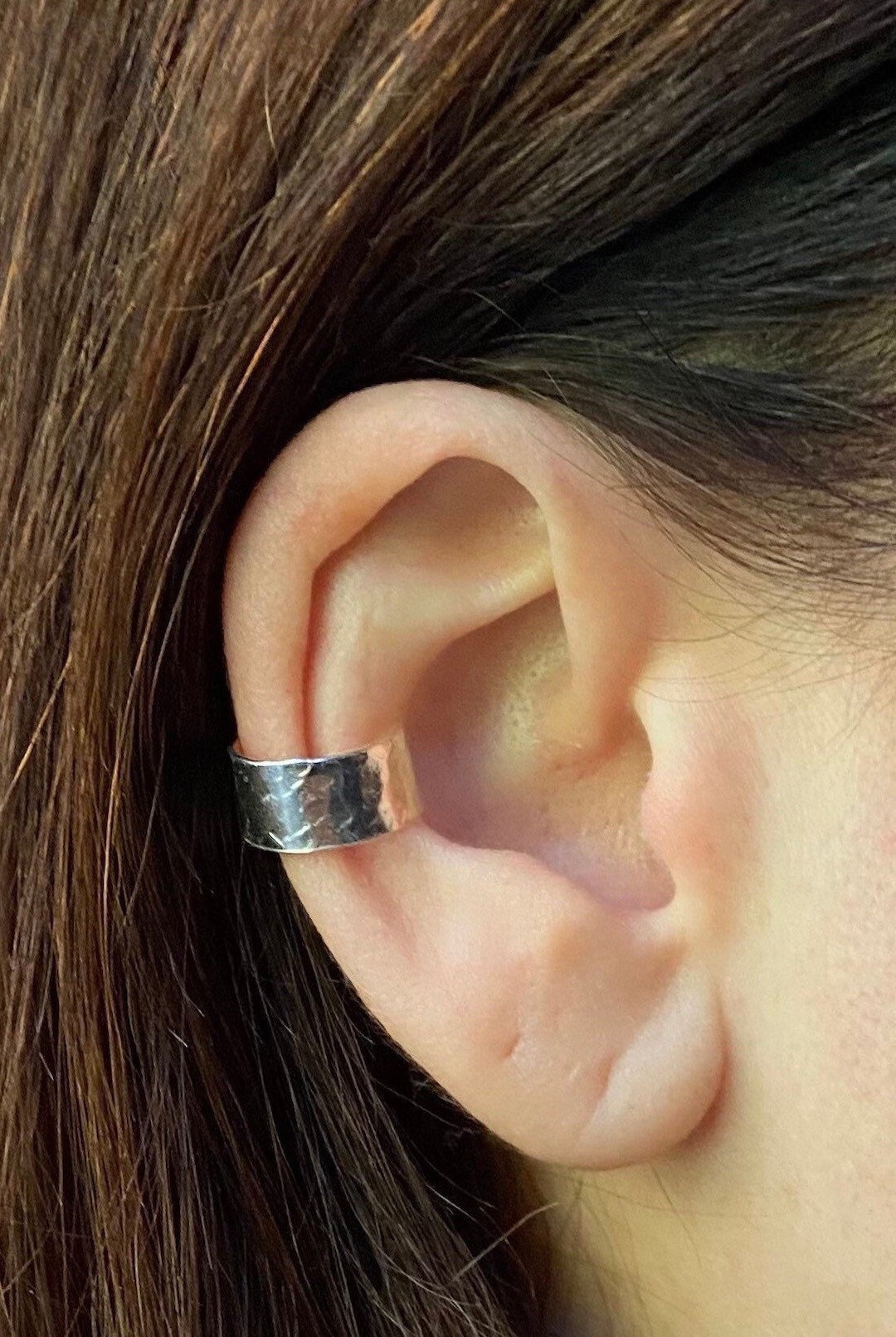 Hammered Sterling Silver Conch Ear Cuff, Thick Wrap Earring - Etsy