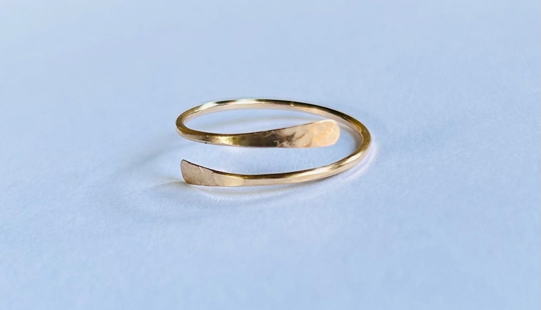 14k Gold Ring, Gold Bypass Ring, Gold Jewelry, Gold Adjustable Ring ...