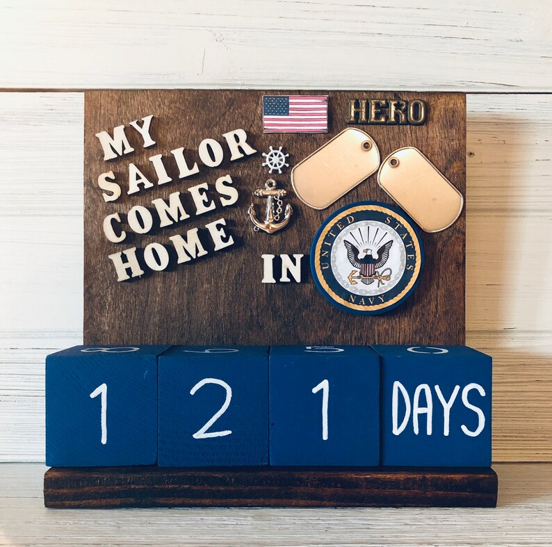 US Navy Sailor Military Countdown Calendar Wood Sign | Etsy