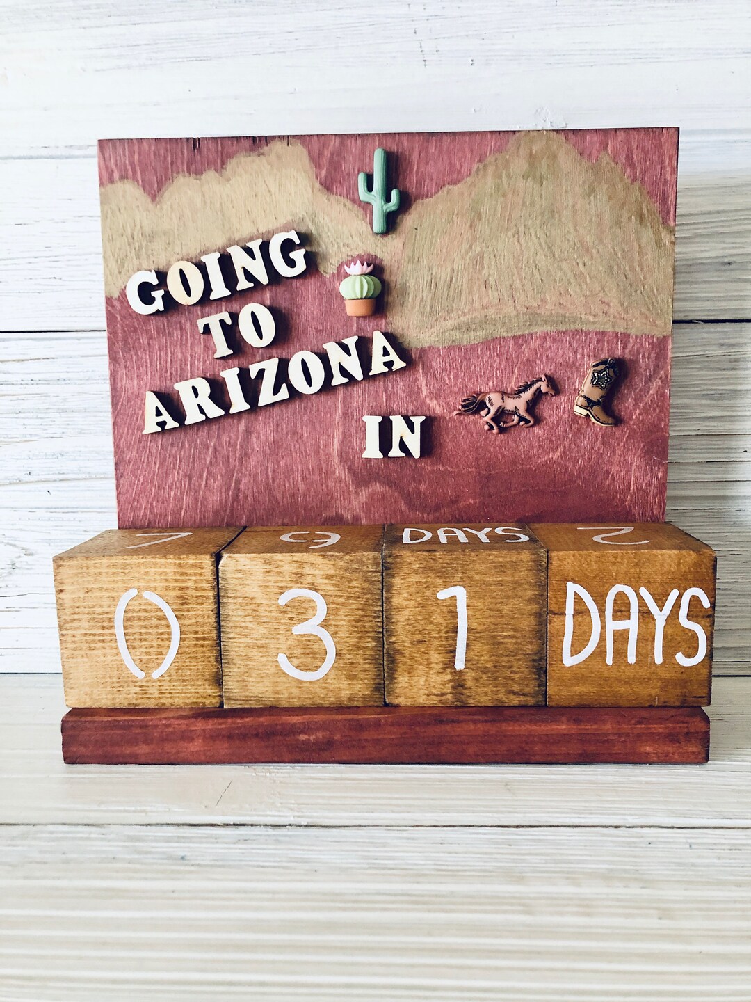Arizona Vacation Countdown Calendar, Wood Calendar, Vacation ...