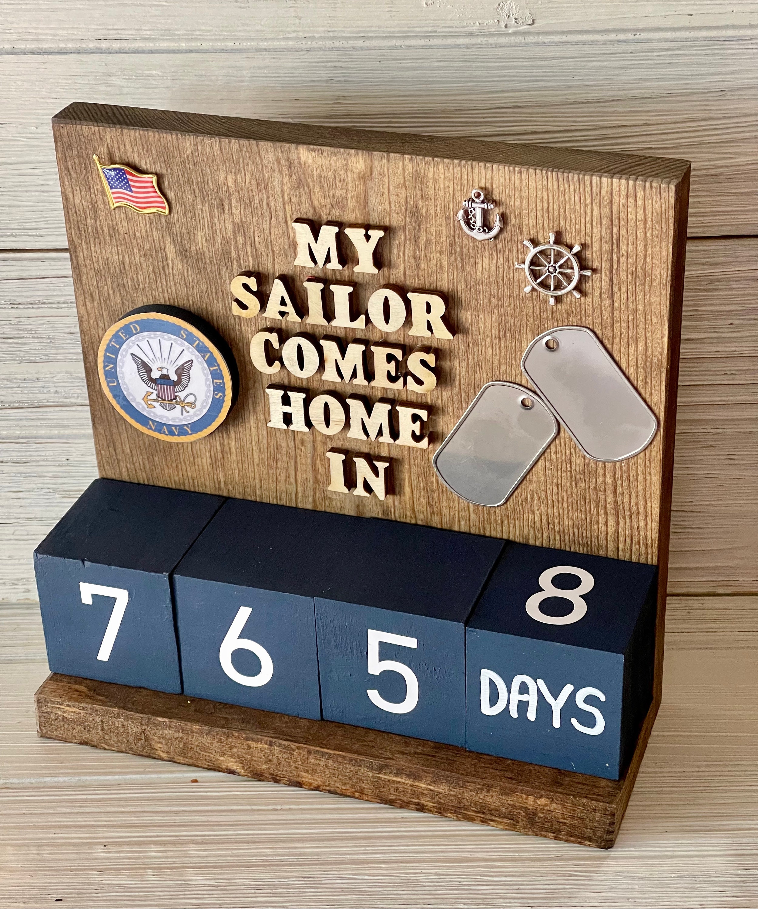 US Navy Sailor Wood Countdown Calendar Deployment Gift Wood | Etsy