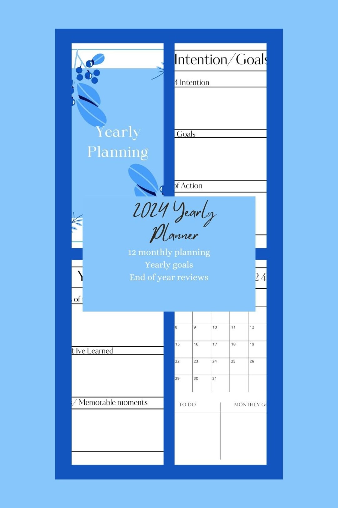 2024 Yearly Planner Calender , Downloadable and Printable Planner - Etsy