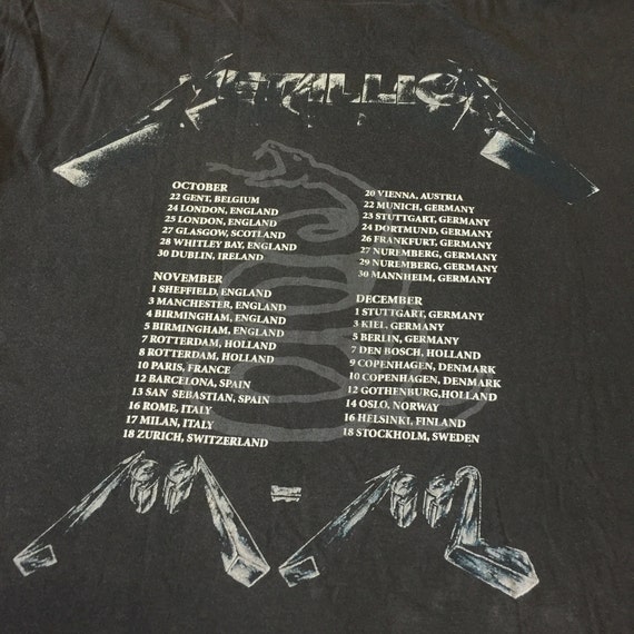 Vintage 1991 Metallica Tour T-shirt Distressed Thrash… - Gem