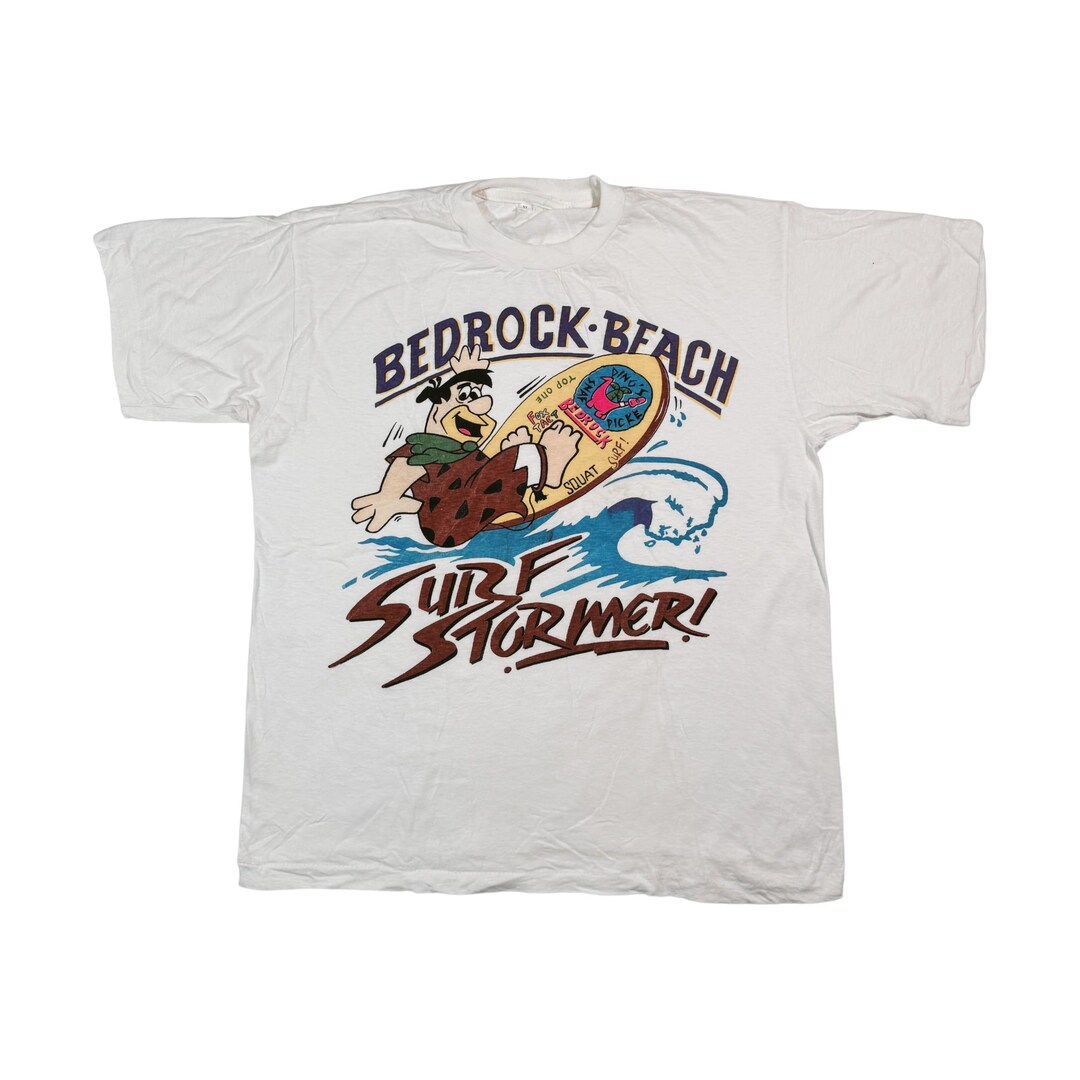 Vintage Bedrock Beach Surf Stromer T-shirt Authentic Cartoon Character ...