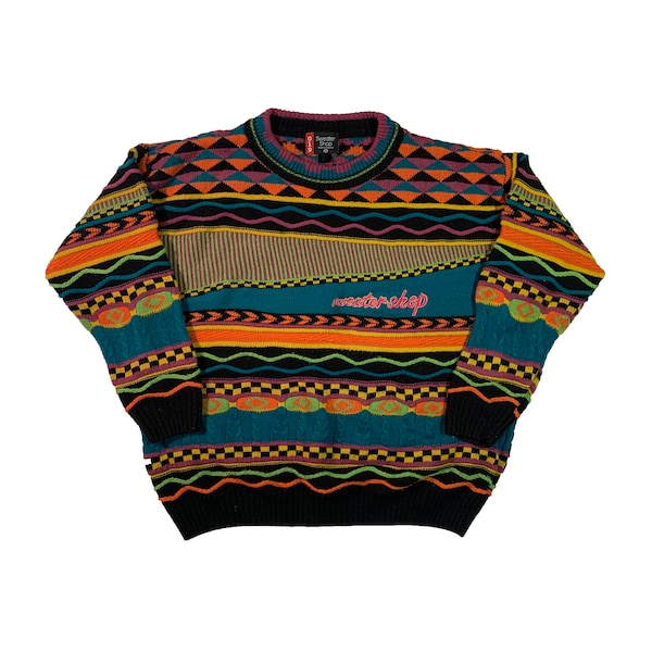 90s Colorful Sweater - Etsy