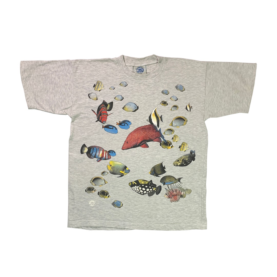 Vintage 90s Tropical Fish T-shirt by Planet Earth Nature Animals Big ...