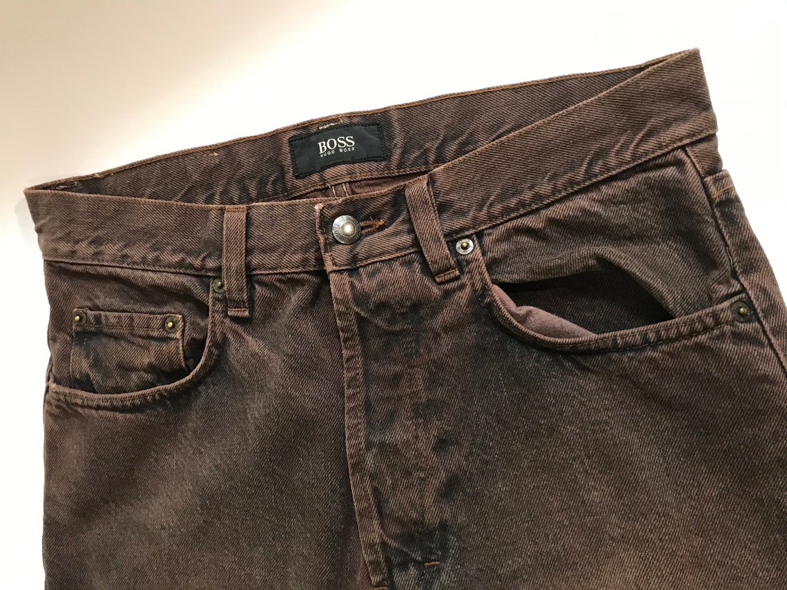 Vintage 90's Hugo Boss Jeans Pants Retro Washed Denim | Etsy