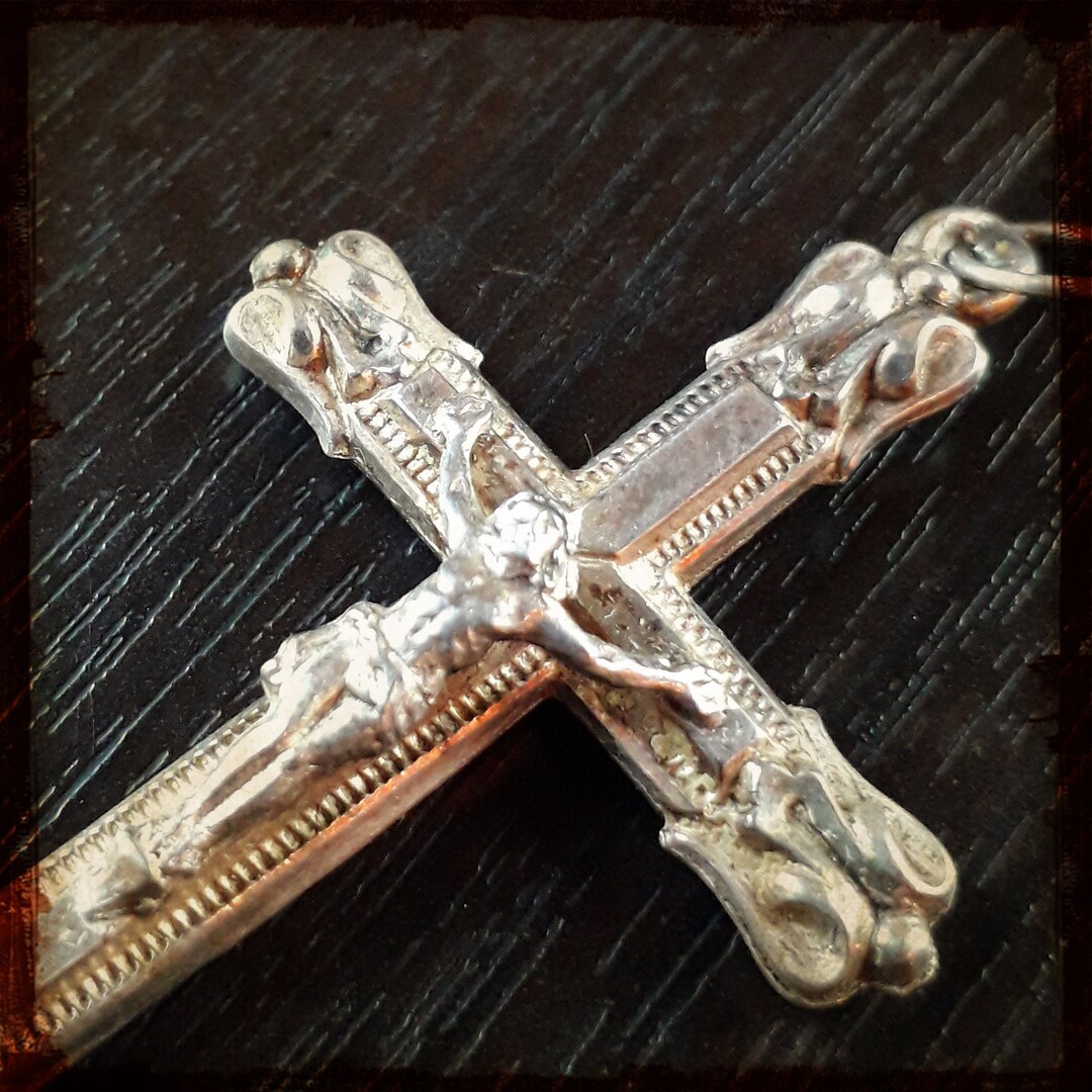 Antique French Religious Cross Medal 3D Jesus Christ Trinity Crucifix ...