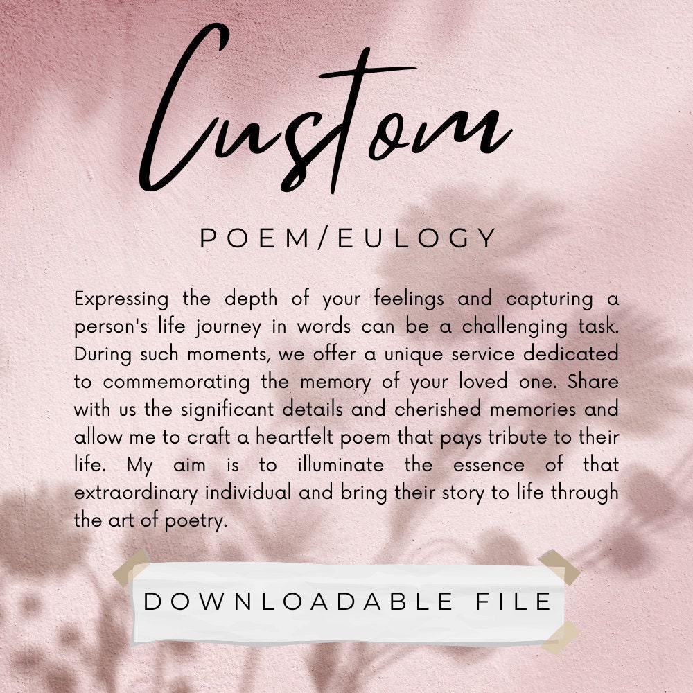 CUSTOM Poem/eulogy for Funeral, Customised Poem, Tribute/memorial for ...