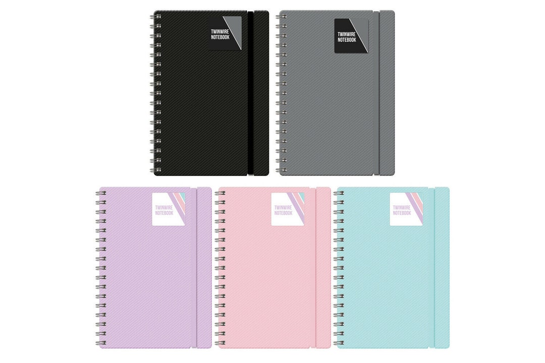 A5 PVC Cover Notebook Spiral Twin Wire Ruled Notepad Lines Journal ...