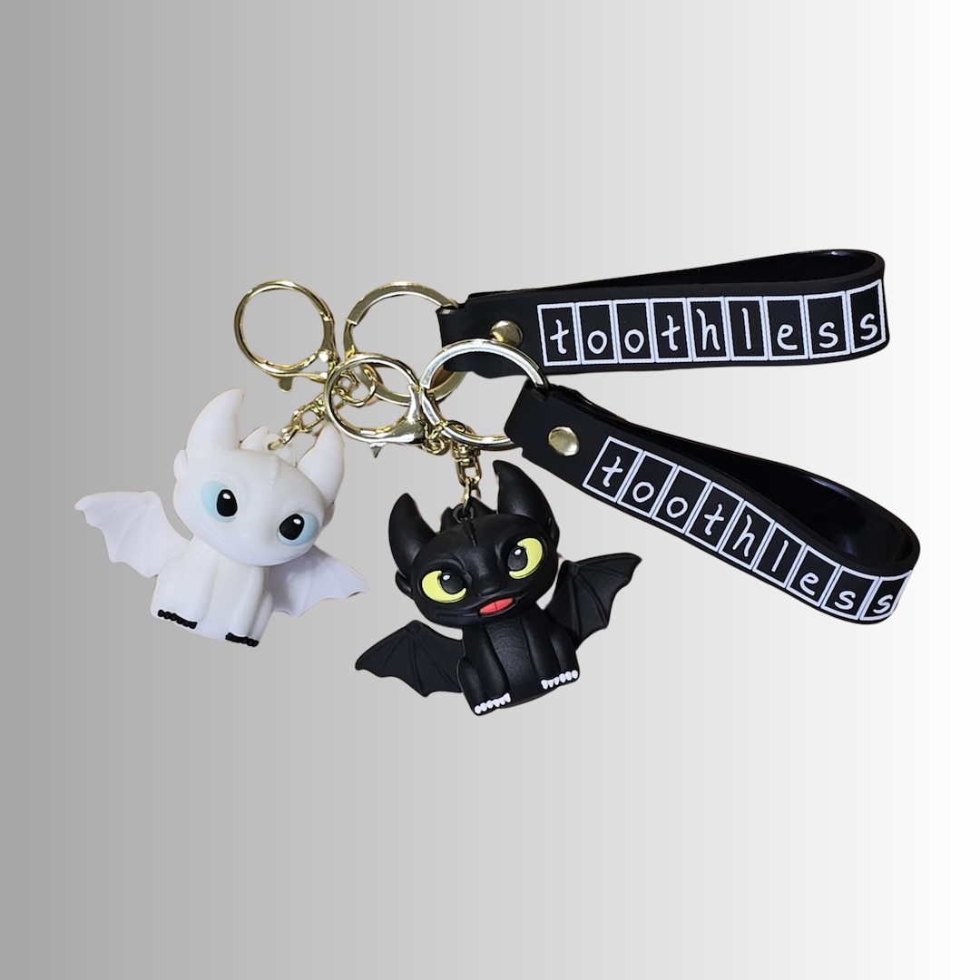 Character Keychain Toothless Wristlet Light Fury Charm Dragon Key ...