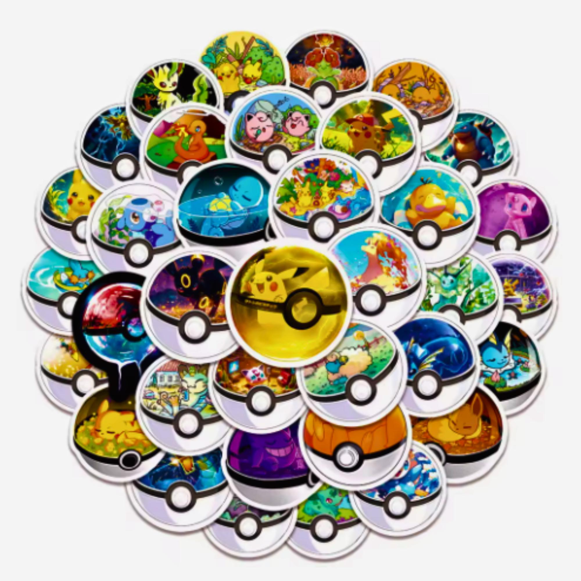 Pokémon Sticker Pack Poke Ball Colorful Stickers PVC Catch Them All ...