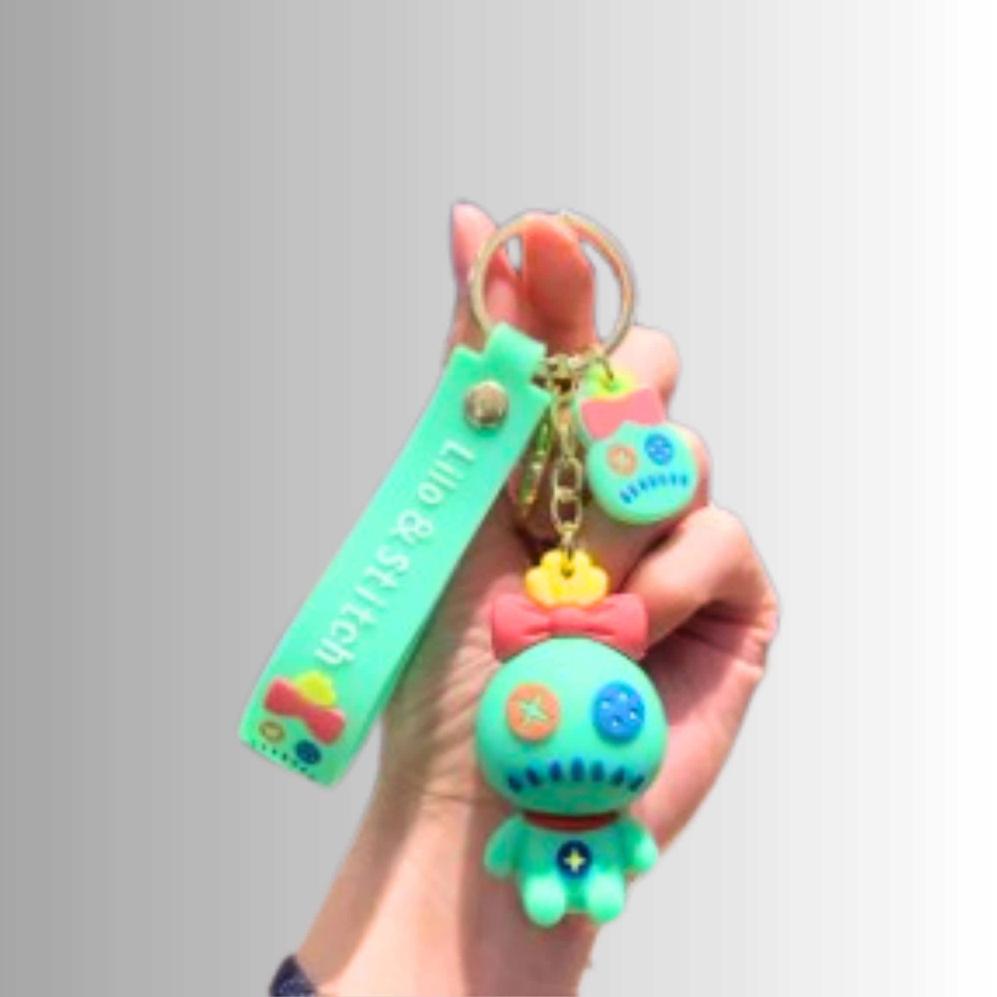 Character Keychain Stitch Angel and Scrump Wristlet Charm Key Holder ...