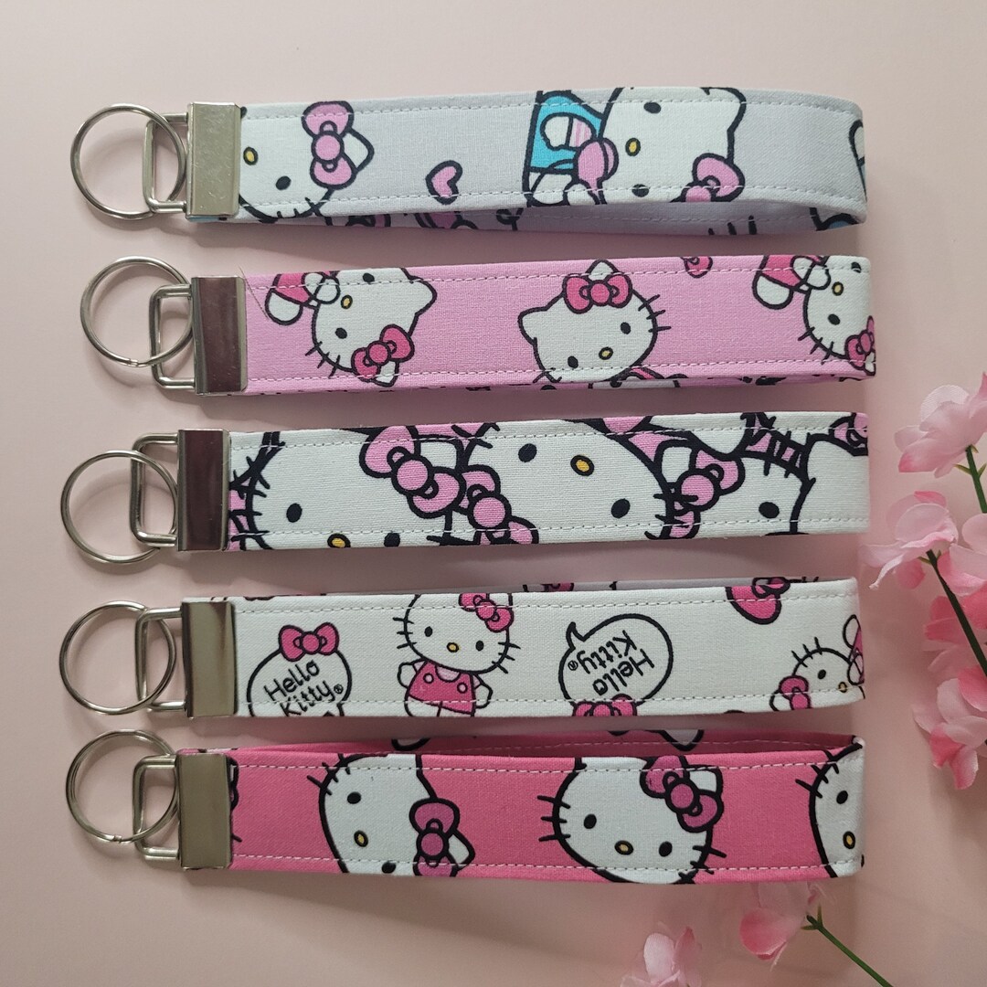 Hello Kitty Keychain Fob Wristlet, Personalized Hello Kitty Keychain ...