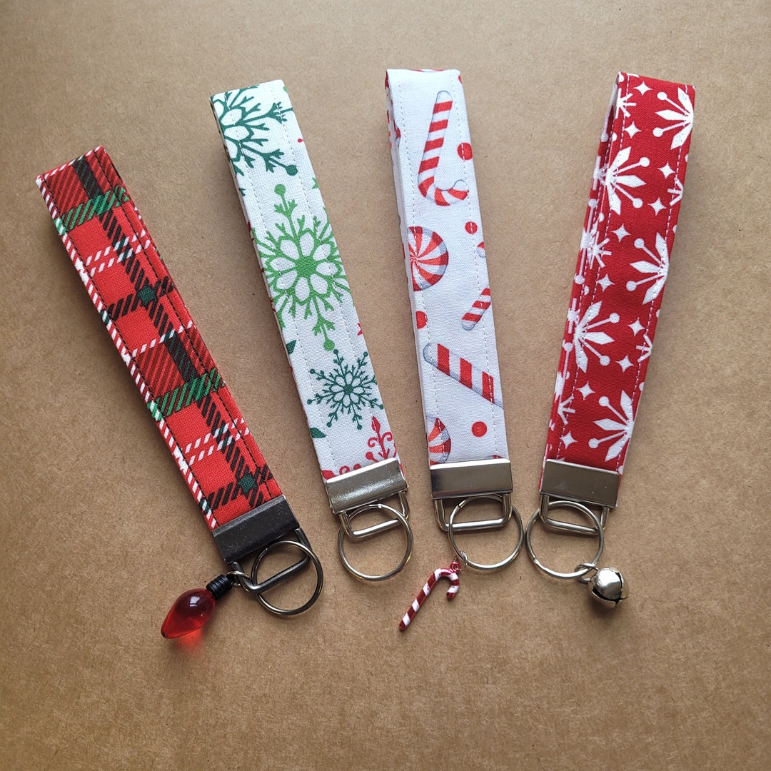 Christmas Keychain Festive Custom Name Keychain Fob Holiday - Etsy